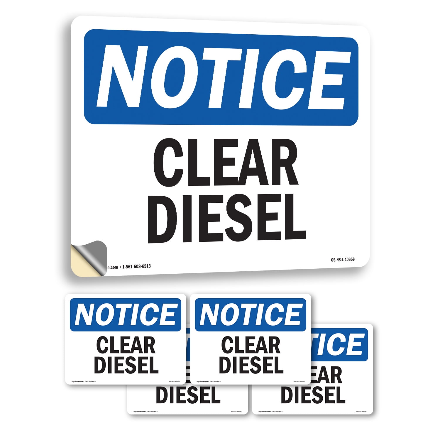 Clear Diesel OSHA Notice Vinyl Decal Label 10 Inch x 7 Inch - 5 Pack ...
