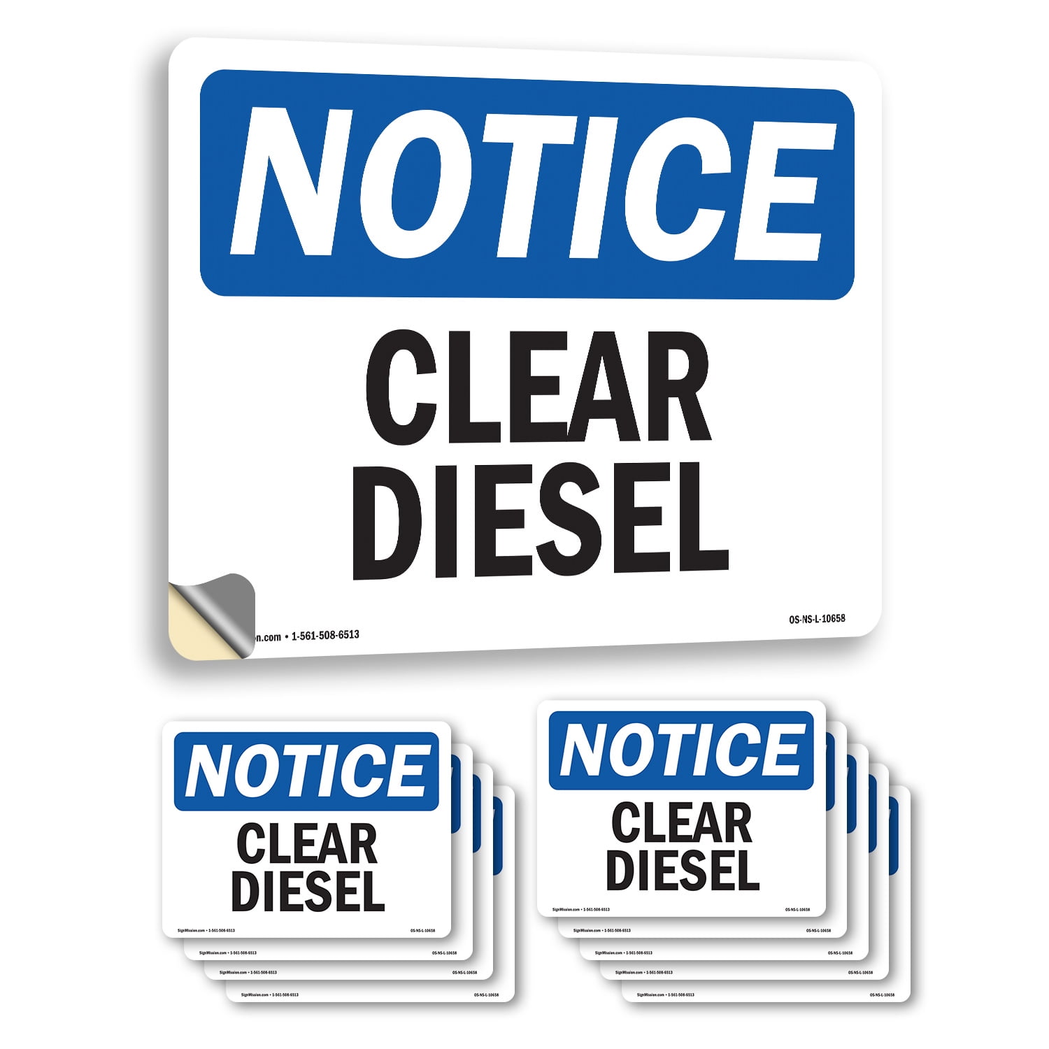 Clear Diesel OSHA Notice Vinyl Decal Label 14 Inch x 10 Inch - 10 Pack ...