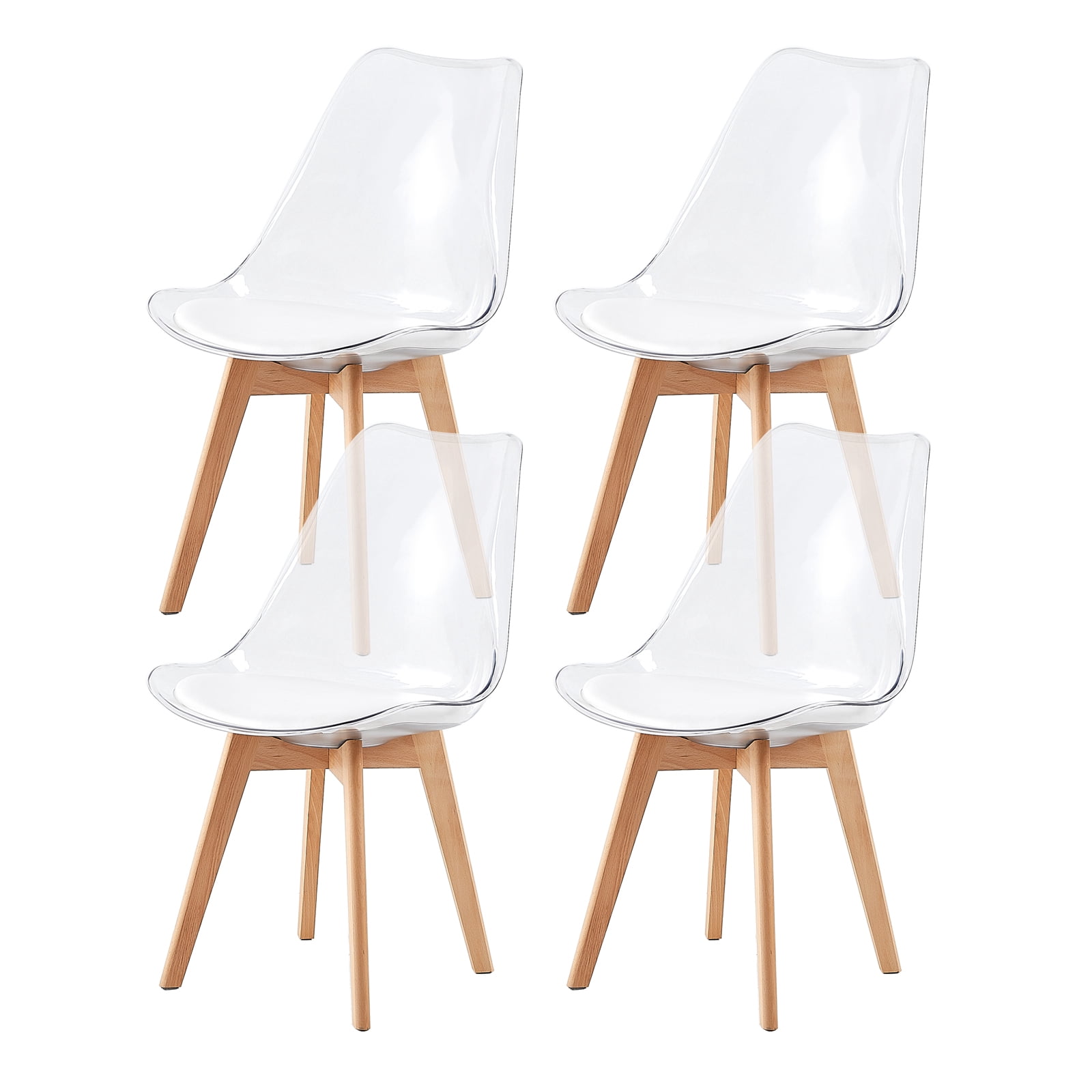 Clear Dining Room Chairs Set of 4 Dinner Chairs, Living Room Bedroom ...