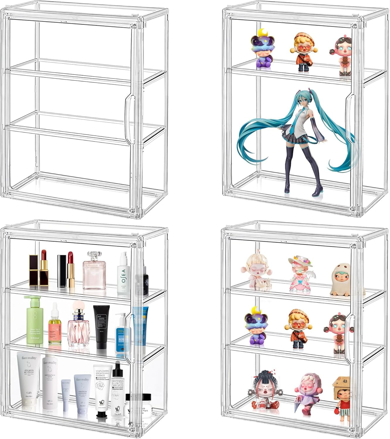 Clear Display Case 2/4 Pack 3 Tiers, Figure Display Case, Display Case ...