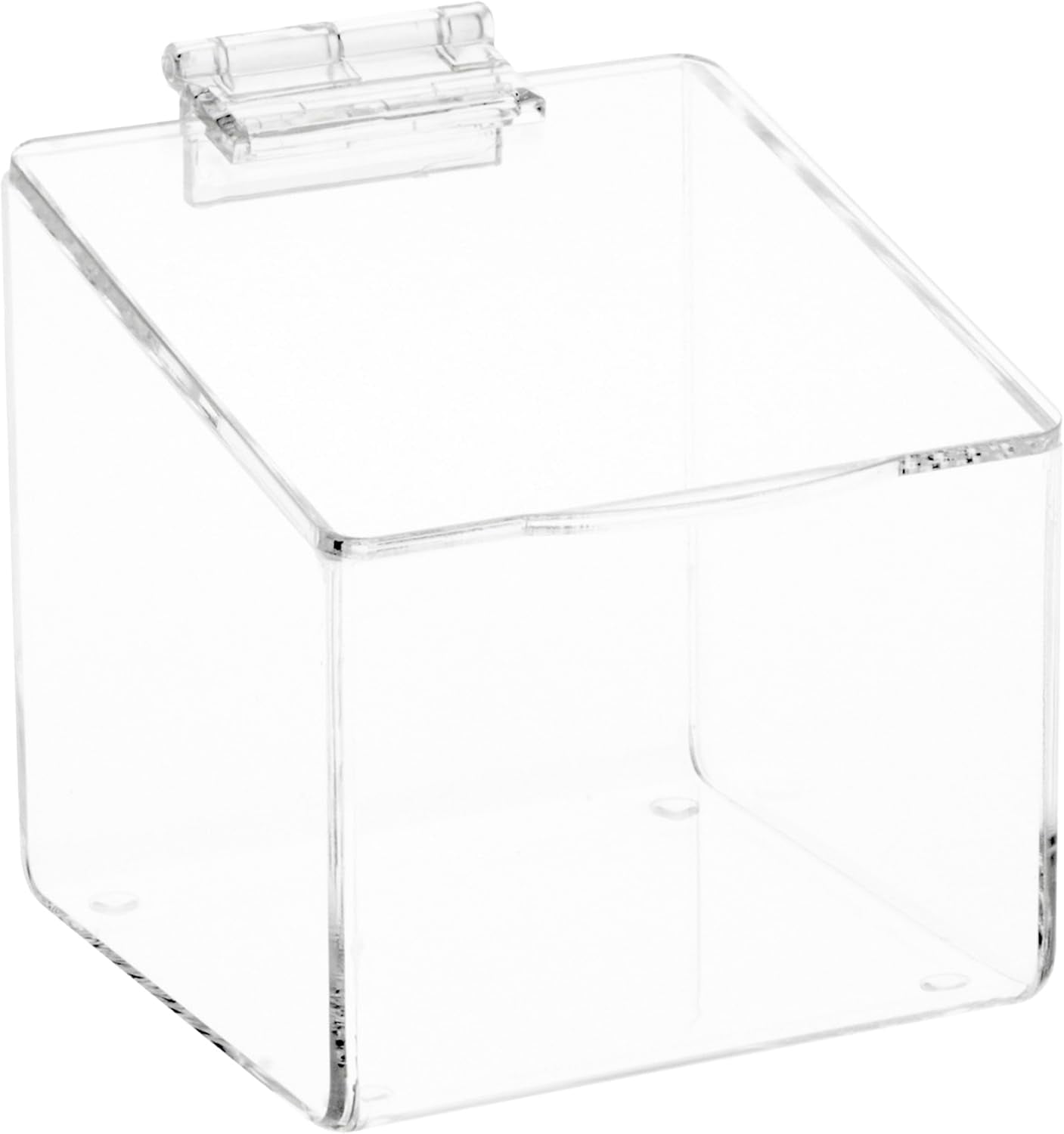 Clear Display Case Box with Angled Top & Hinged Lid, 4" x 4" x 4 ...