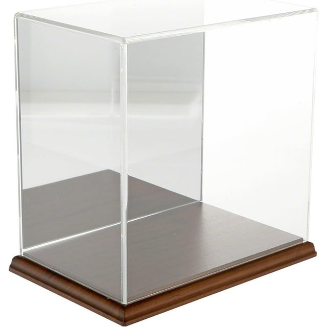 Clear Display Case with Hardwood Base (Mirror Back), 9" W x 6" D x 9" H ...