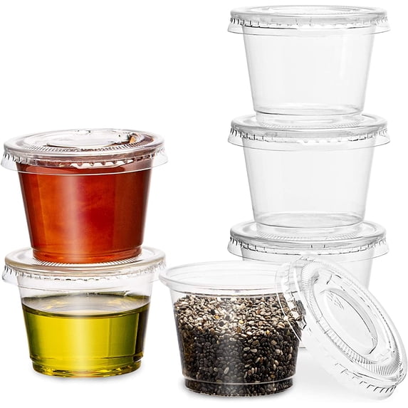 Clear Disposable Plastic 1 Oz Portion Cups (100 Sets) - Condiment ...