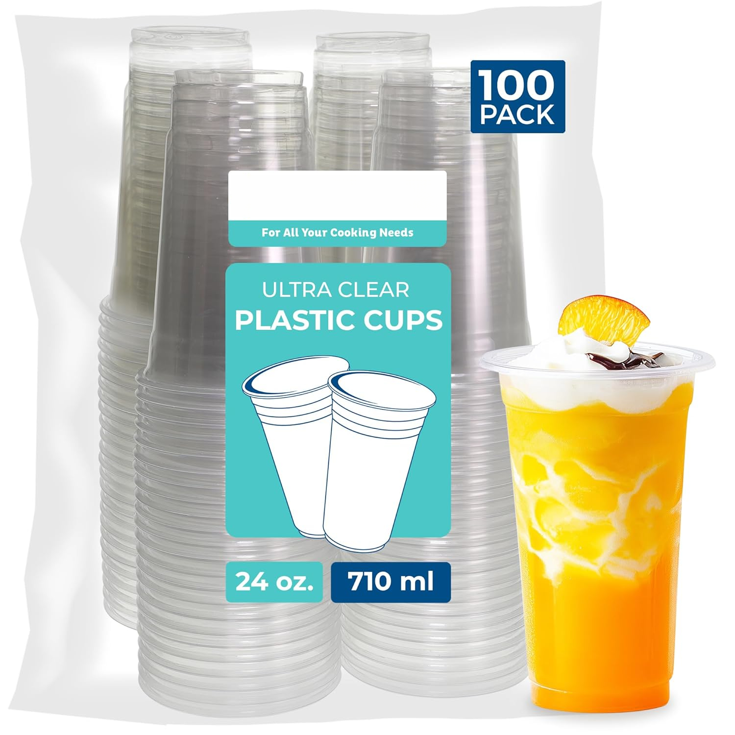 Clear Disposable Plastic Cups, Clear Plastic Cups Tumblers, Heavy-duty ...