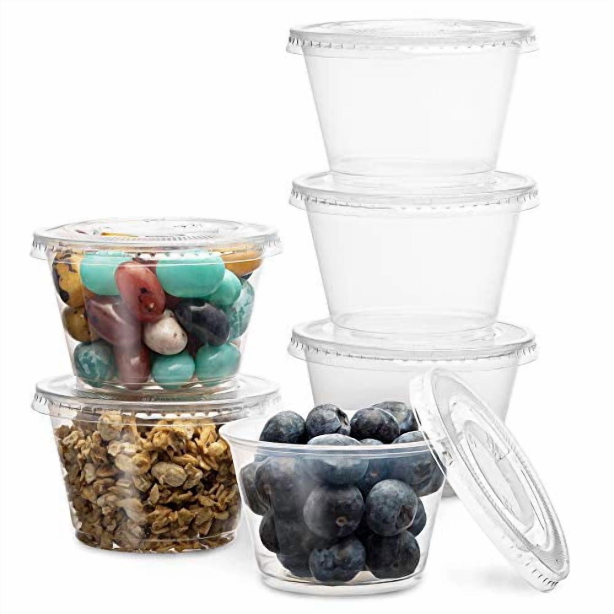 Clear Disposable Plastic Portion Cups With Lids (200 Sets - 4 Oz ...