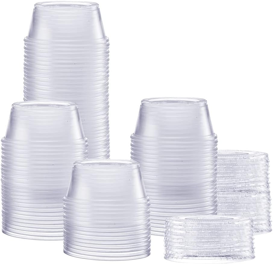 [ Clear Disposable Plastic Portion Cups with Lids - Soufflé Cups, Jello ...