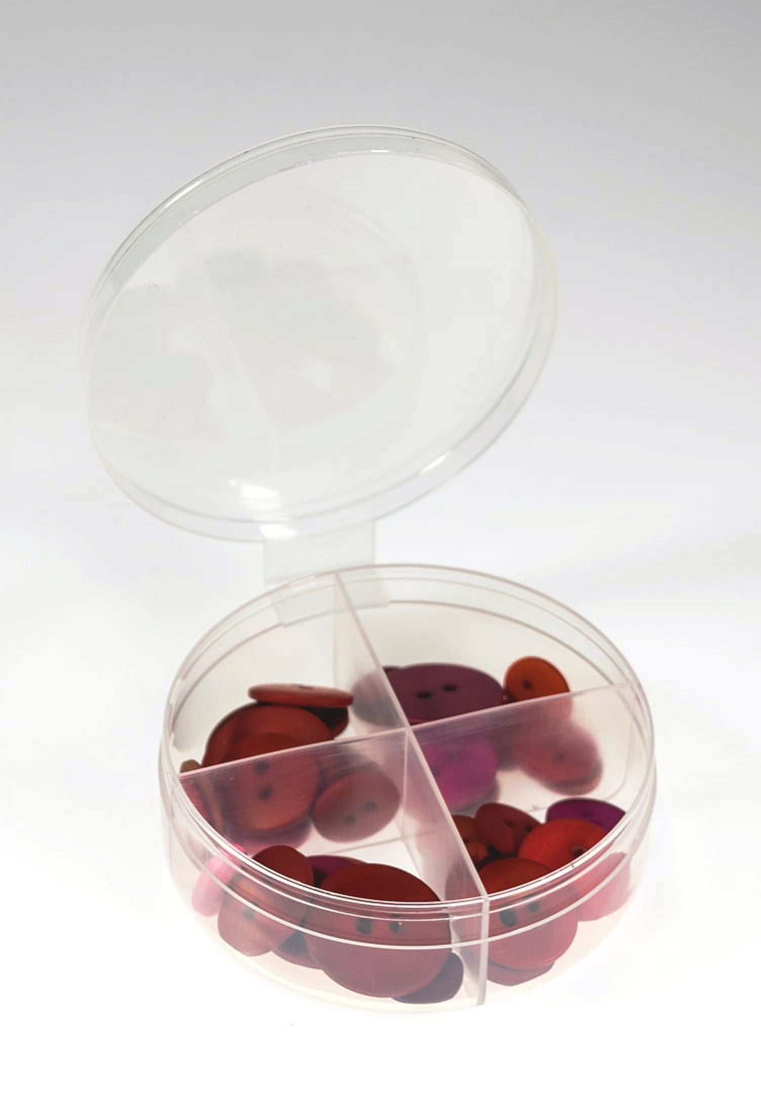 Clear Divided Plastic Round Containers with Attached Lids-12 Count Item ...