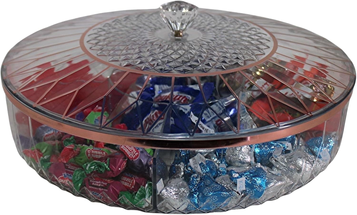 Clear Snack Serving Tray with Lid – 6 Compartment Rose Gold Party ...