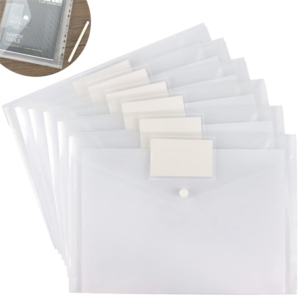 Clear Document Folders,12 Pack Plastic Poly Filing Envelopes,A4 Size ...