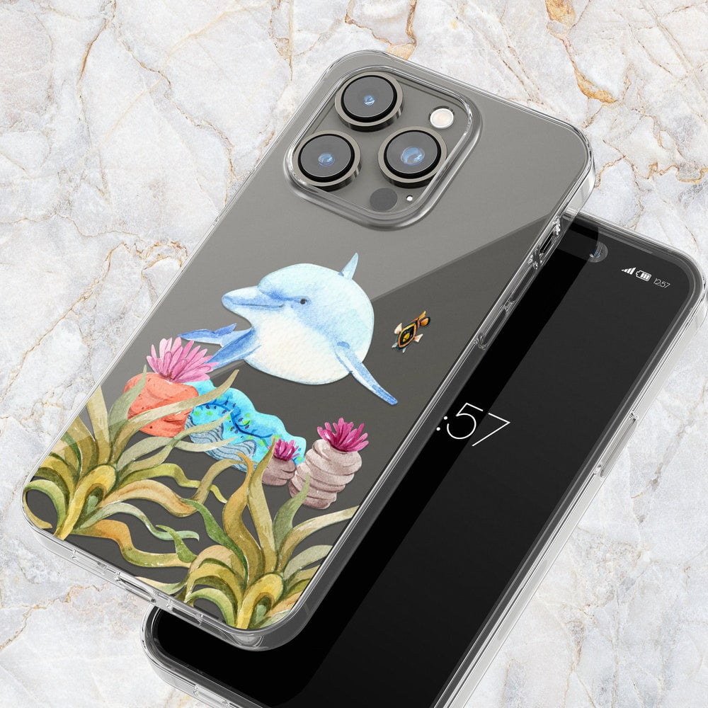 Clear Dolphin Tropical Ocean Coastal Beach Phone Case 17 16 15 14 13 12 ...