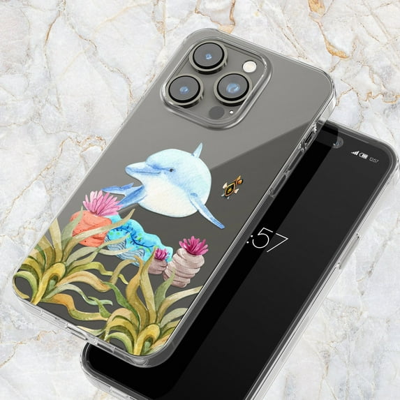 Clear Dolphin Tropical Ocean Coastal Beach Phone Case 17 16 15 14 13 12 ...