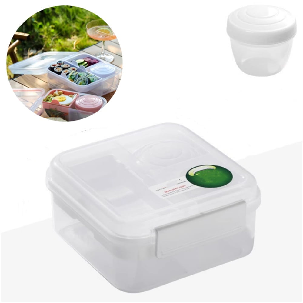 Clear Double Layer Bento Box,Removable Compartments Box with Airtight ...