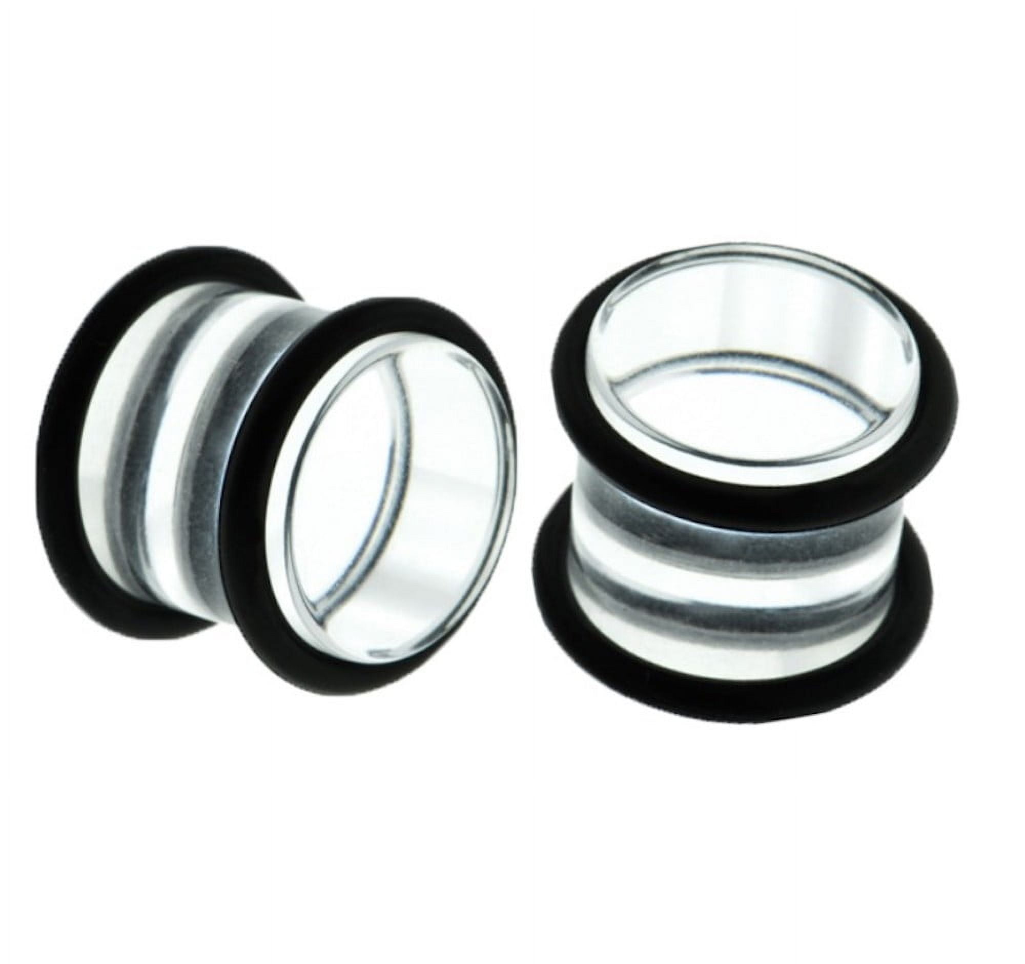 Clear Double O-Ring Acrylic Gauges/Plugs 1/2'' (12MM) 2 Piece (1 Pair ...