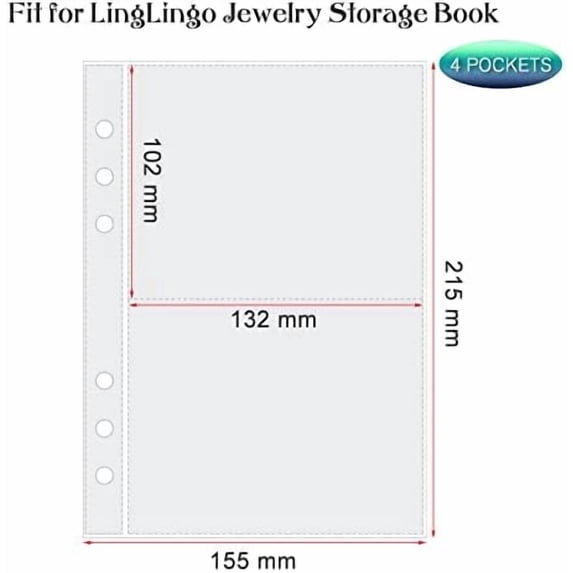 Clear Double-Sided Refill Inner Pages for Transparent Jewelry Storage ...