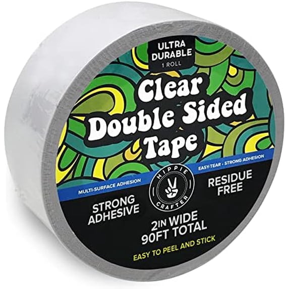 Clear Double Sided Tape, 2 Inch Wide Heavy-Duty , Removable Mounting ...