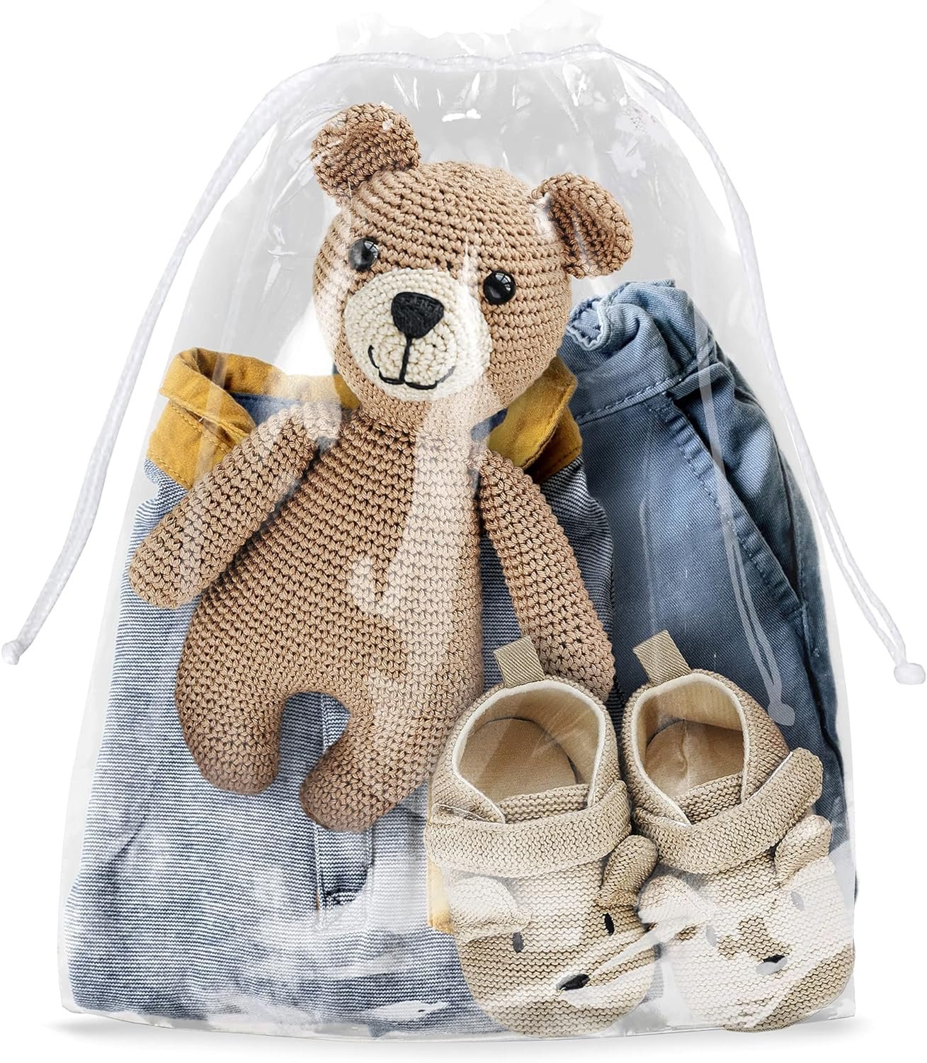 APQ Clear Drawstring Bags, 12x16 Inches, 2 Mil, Pack of 100. Waterproof ...