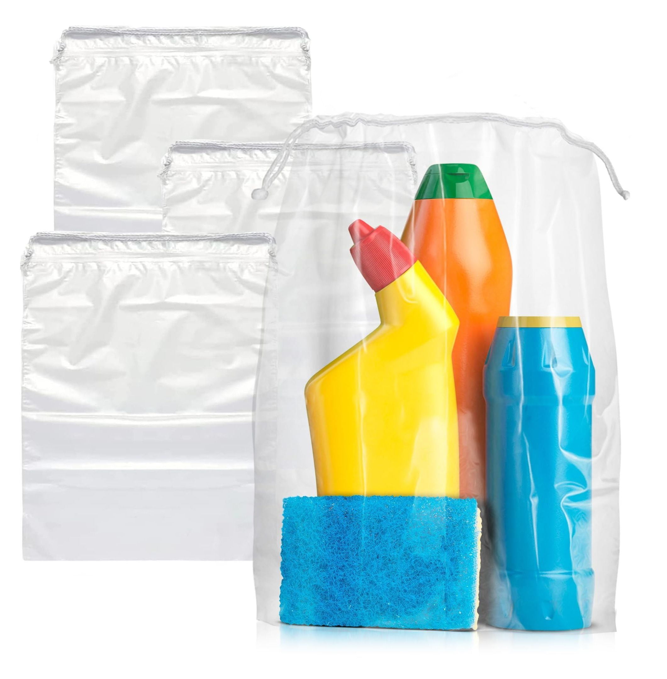 Clear Drawstring Bag, 8 x 10 Inches. Pack of 1000 Clear Plastic ...