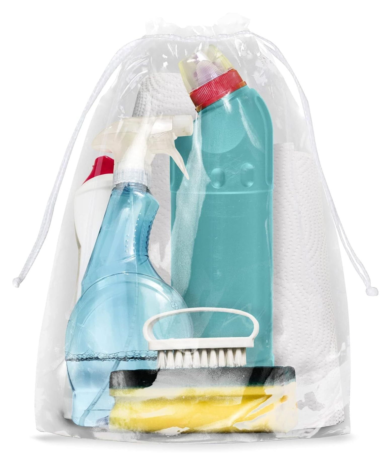 Clear Drawstring Bags 10' x 14'; Pack of 50 Waterproof Drawstring Gift ...