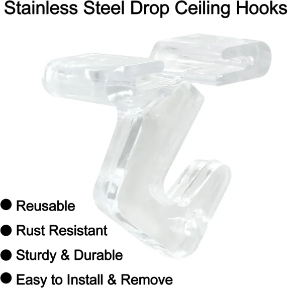 Clear Drop Ceiling Hooks, 10Pcs Acrylic Ceiling Hanger Track Clip ...
