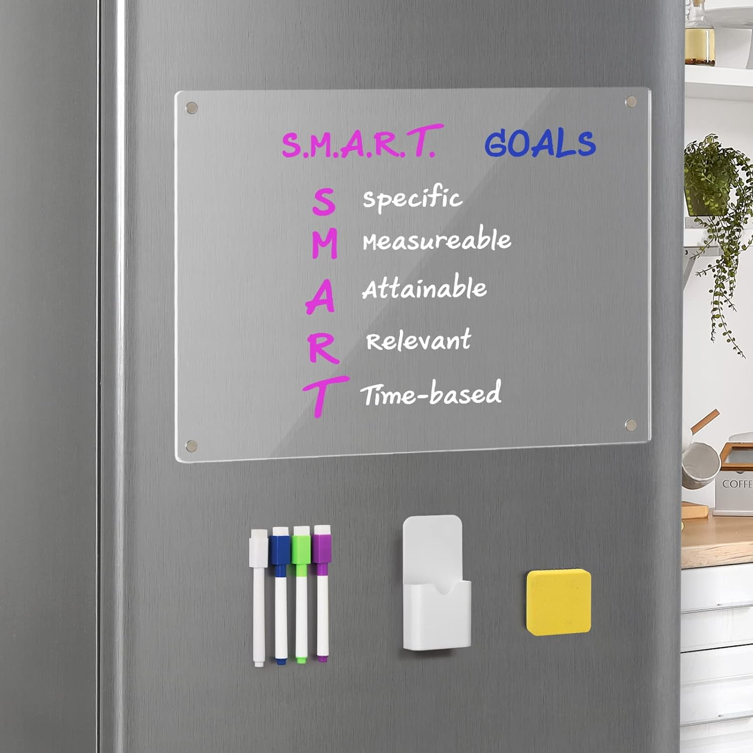 Clear Dry Erase Board for Fridge, Acrylic Note Board Refrigerator Dry ...