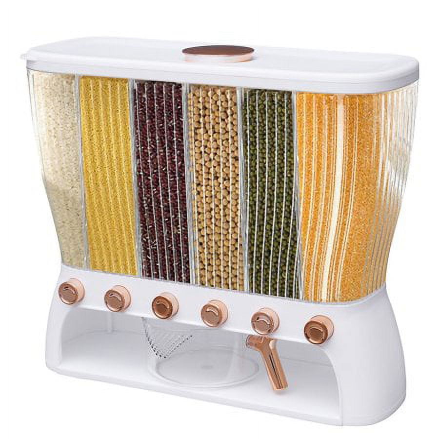 6 Slot Dry Food Beans Dispenser Wall mount Beans Grains Storage W/Rice ...