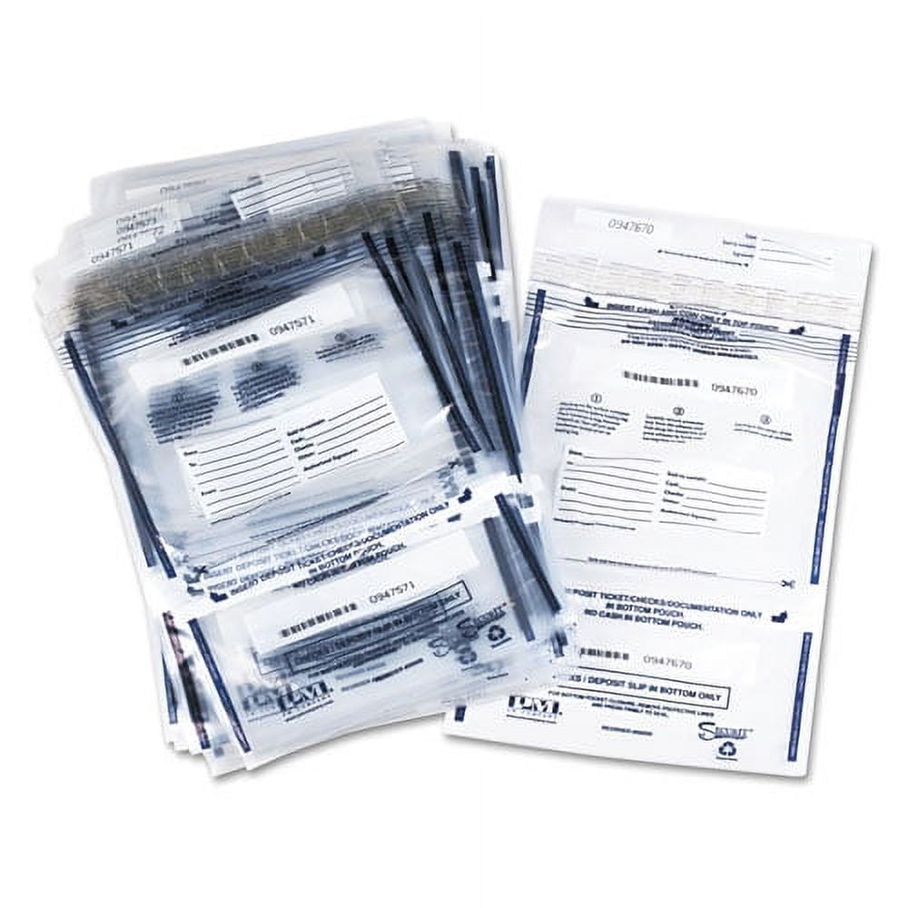 Iconex Clear Plastic Tamper-Evident Dual Deposit Bags, 11 x 15 in, 100 ...