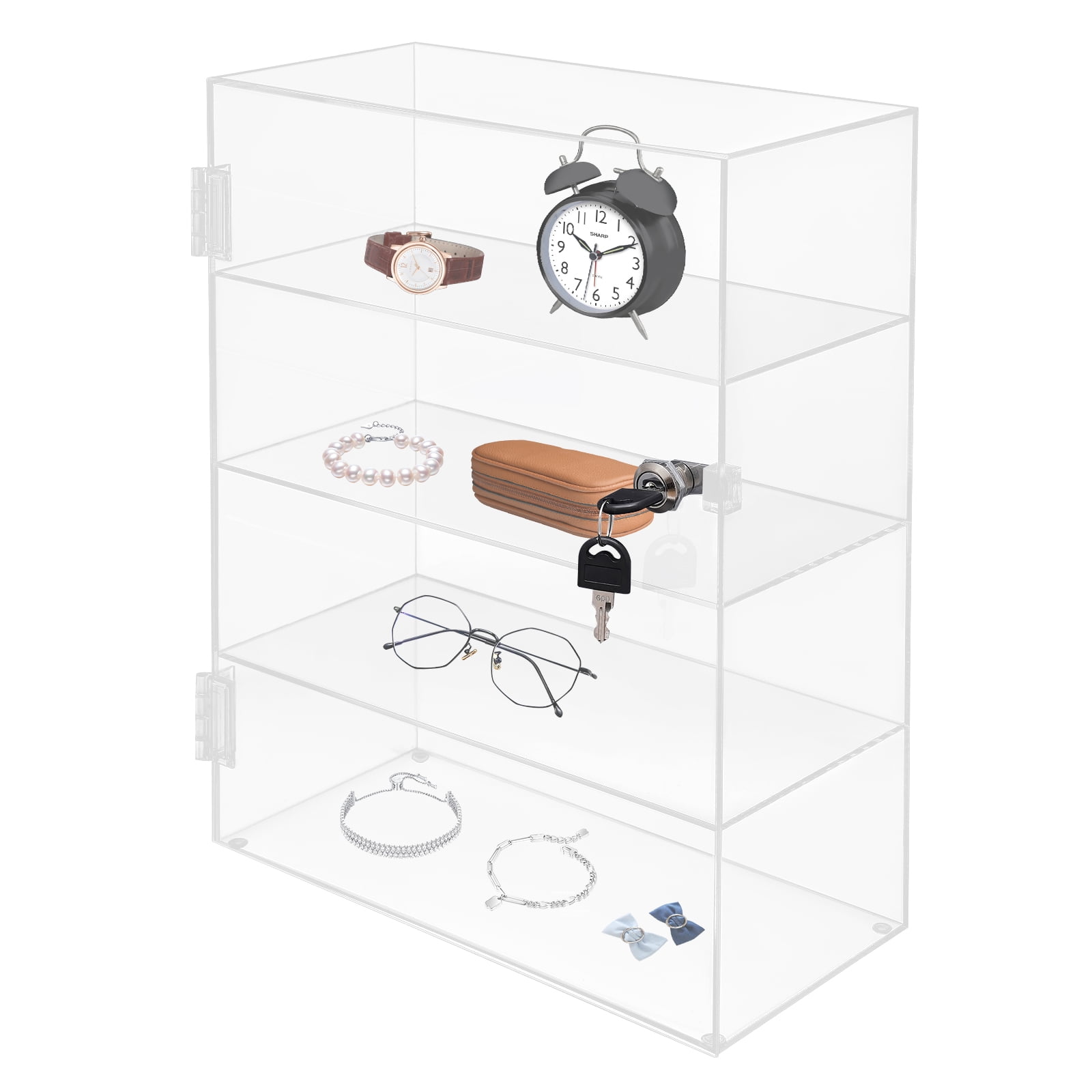 Clear Dustproof Acrylic Display Case Countertop Box Shelves Showcase W ...