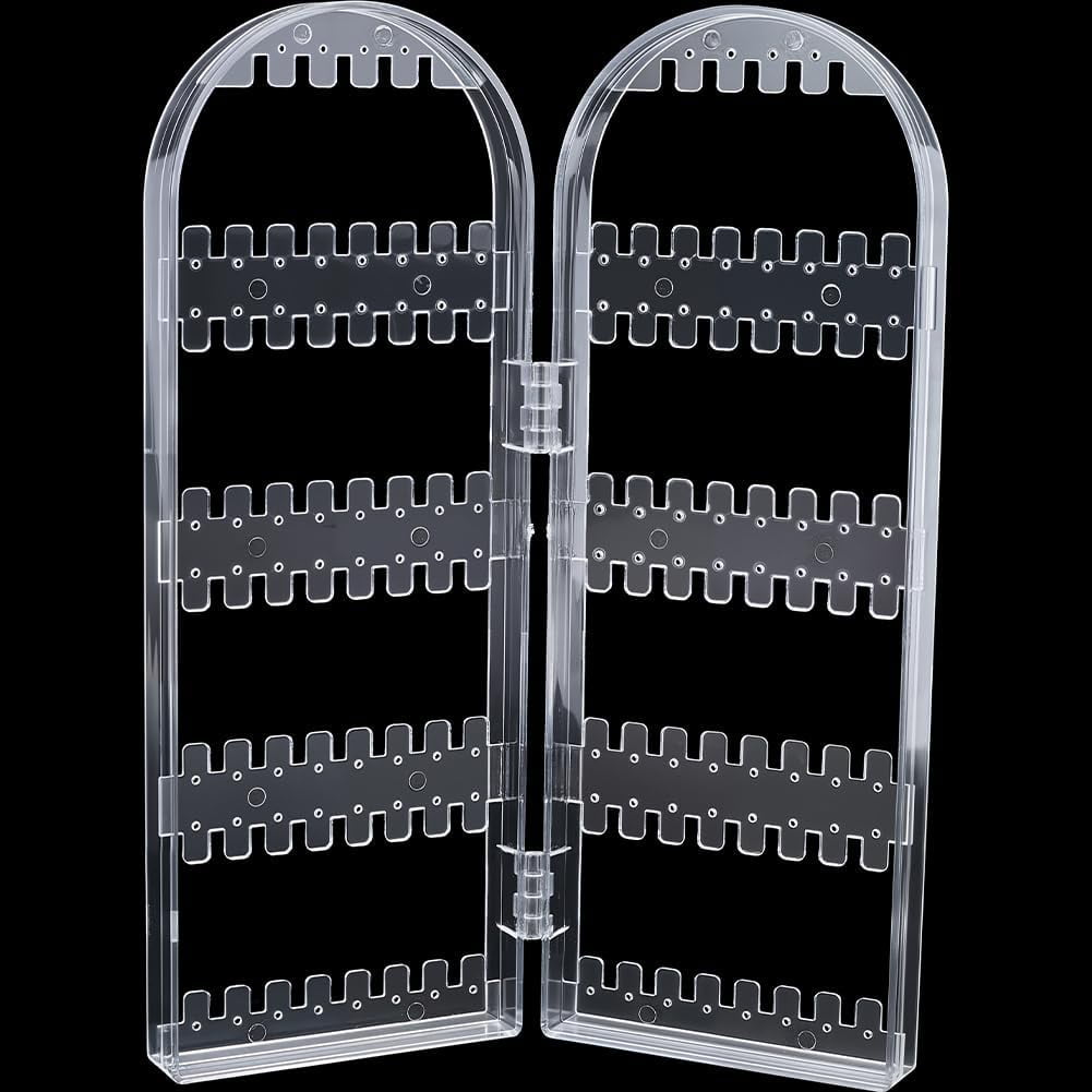 Clear Earring Holder Organizer Acrylic Jewelry Stand 2 Door Foldable ...