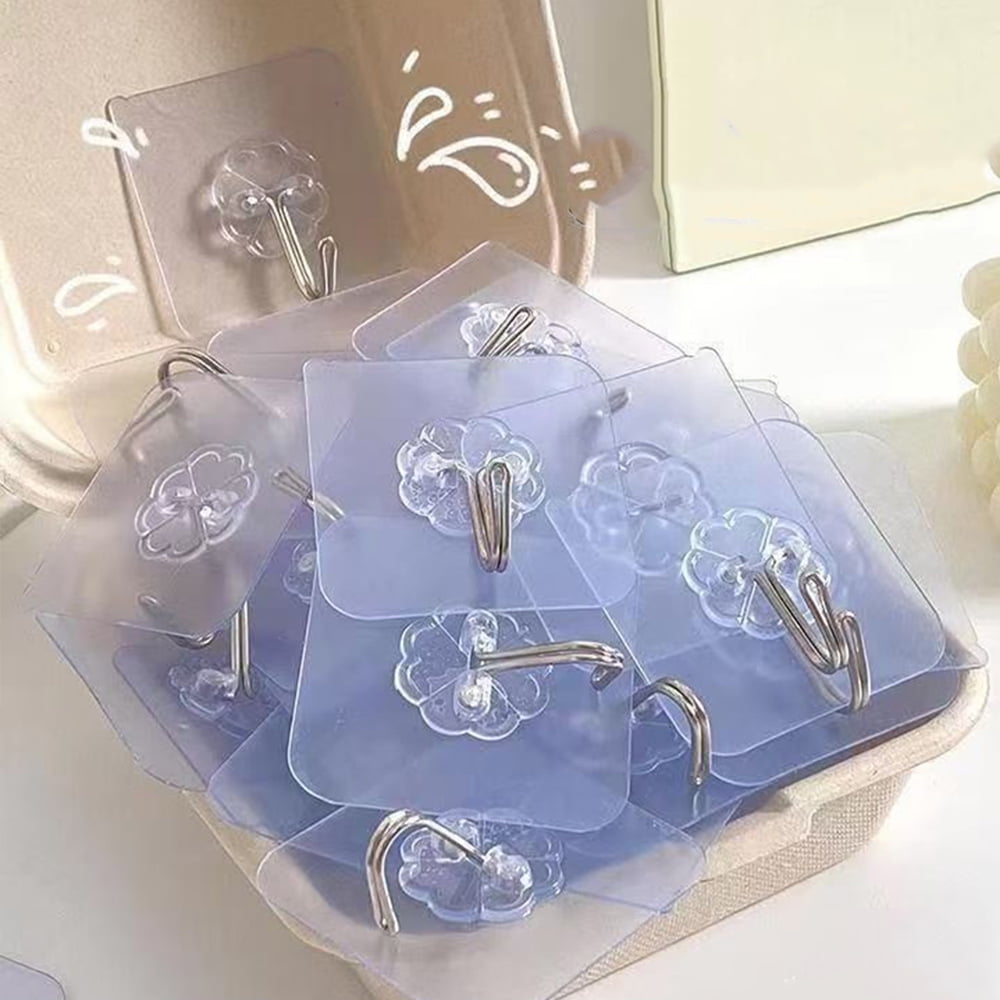 Clear Easy Installation Adhesive Wall Mounted Sticky Hooks Stick On ...