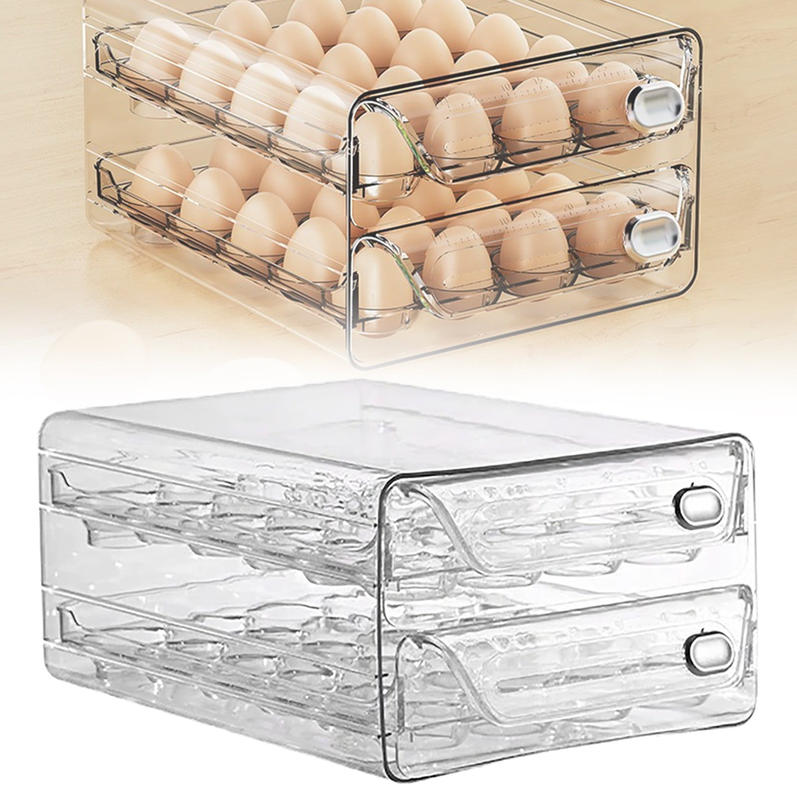 Clear Egg Holder for Fridge, High Capacity Egg Container for ...