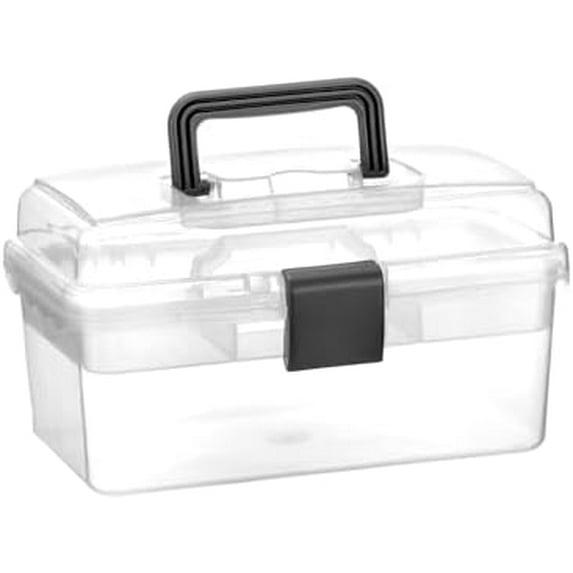 Clear Empty First Aid Storage Box with Removable Tray and Locking Latch ...