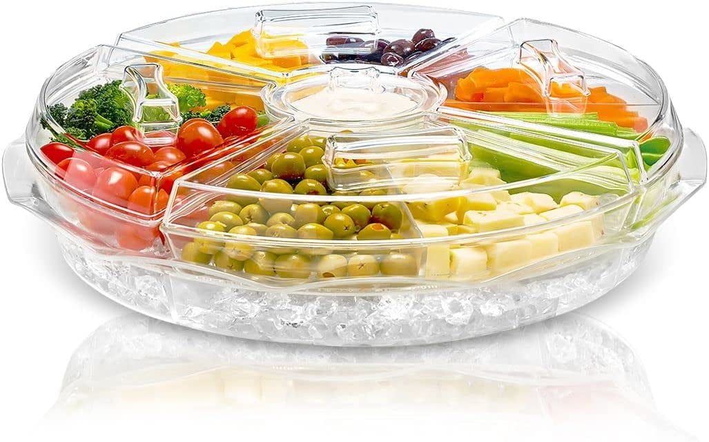 Clear Extra Large Acrylic Appetizer Serving Tray, 8 Compartment ...
