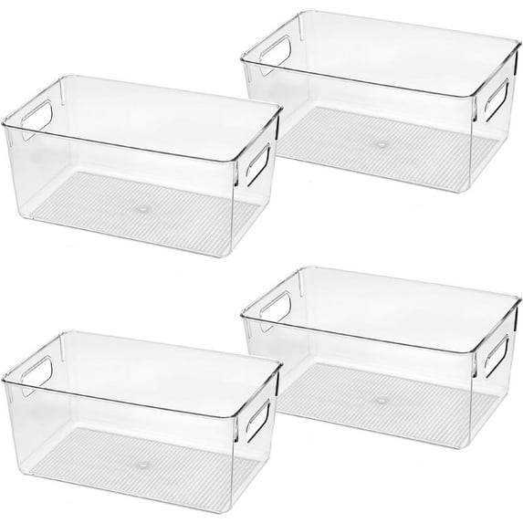 Clear Extra Large Plastic Storage Bins for Pantry Organizers and ...