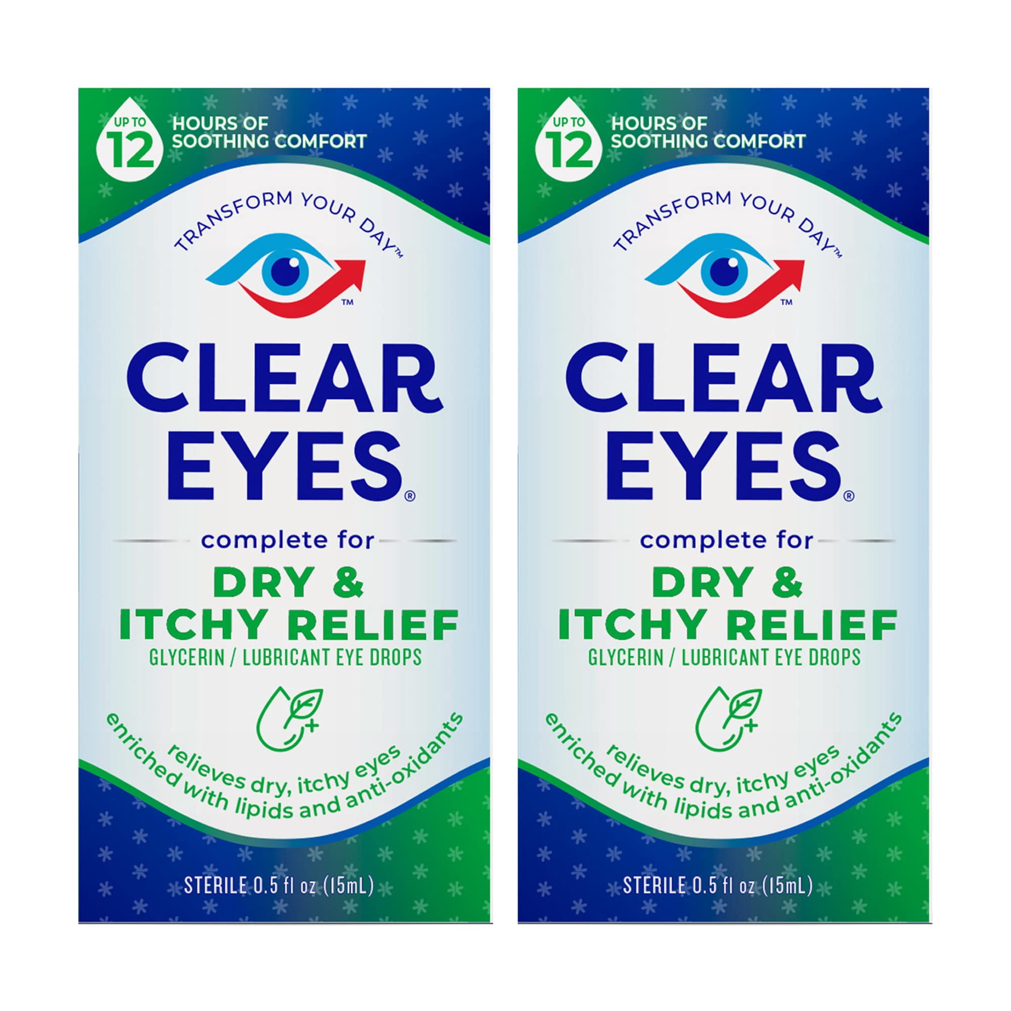 Clear Eyes Dry & Itchy Eye Relief Eye Drops, 0.5 Fl Oz, Pack of 2 ...