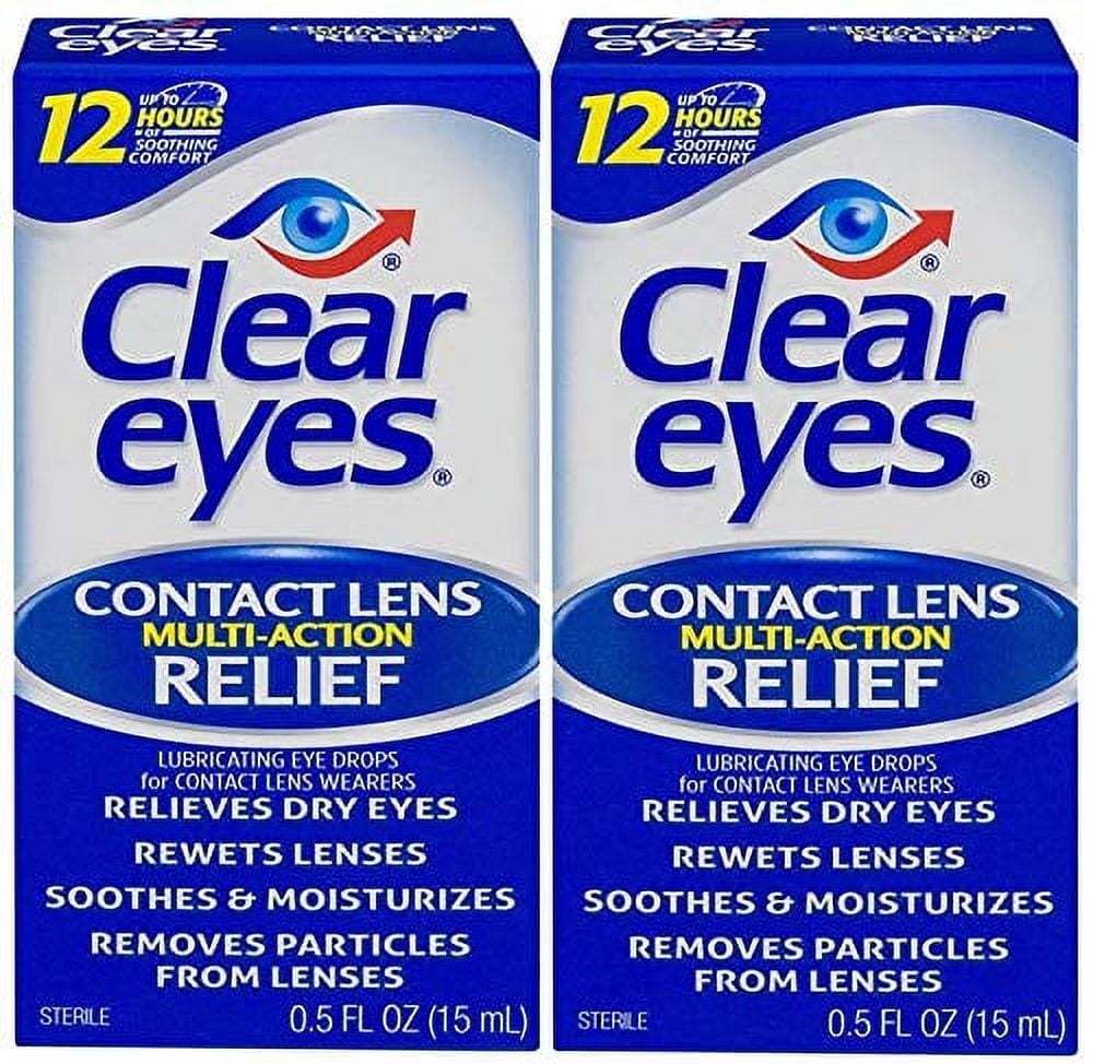 Clear Eyes Eye Drops, Multi-Action Relief, For Contact Lens Wearers, 2 ...