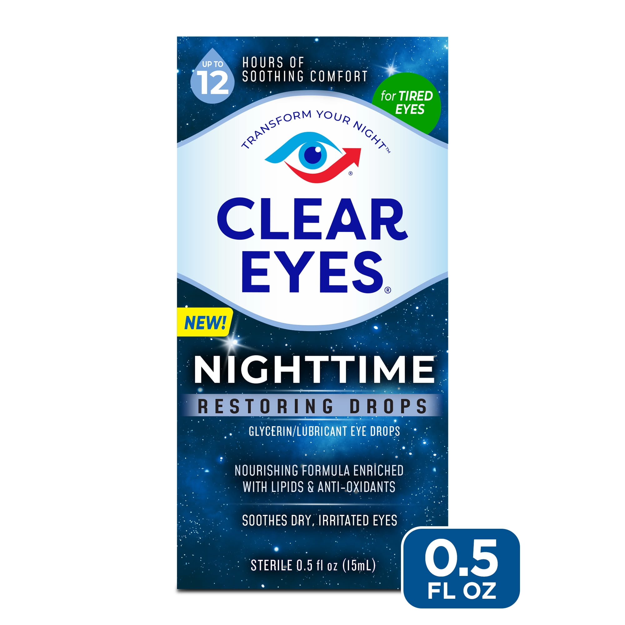 Clear Eyes Nighttime Restoring Eyes Drops, Nighttime Relief Dry Eye ...
