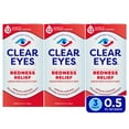 Clear Eyes Redness Eye Relief Lubricant Eye Drops, 0.5 fl oz, Pack of 3 ...