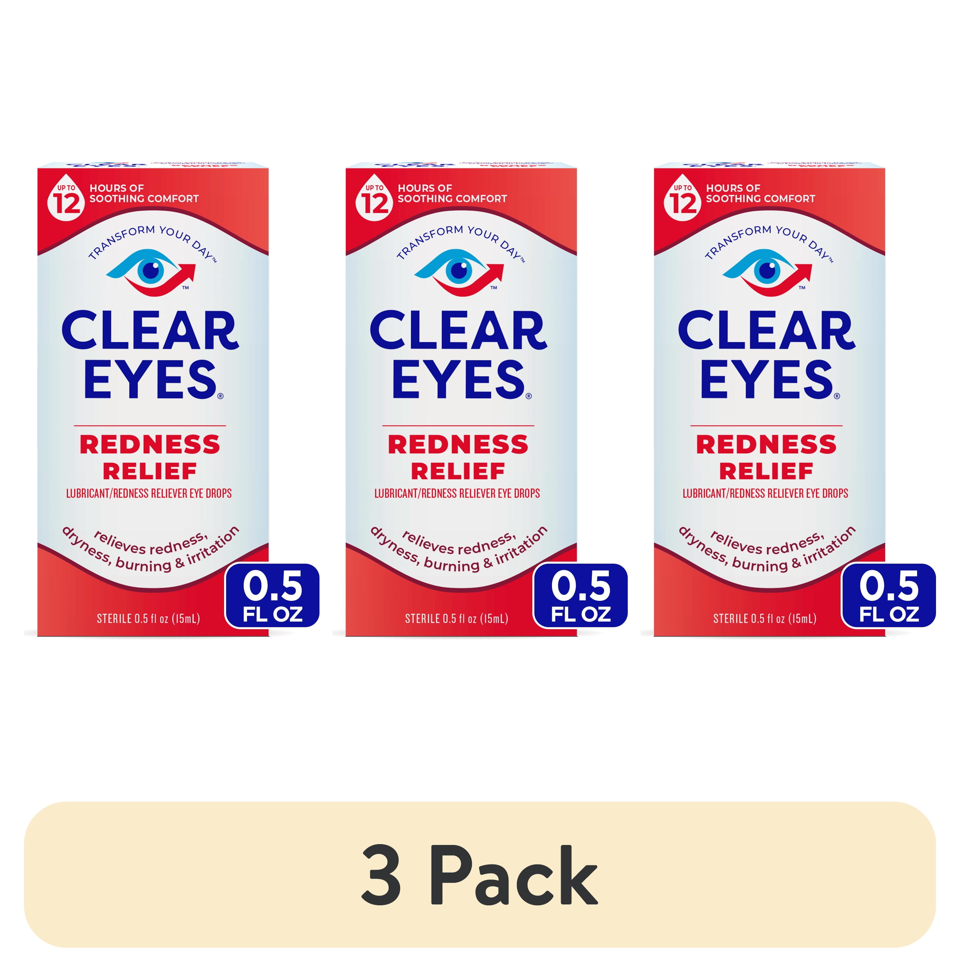 (3 pack) Clear Eyes Redness Eye Relief Lubricant Eye Drops, 0.5 fl oz - Walmart.com