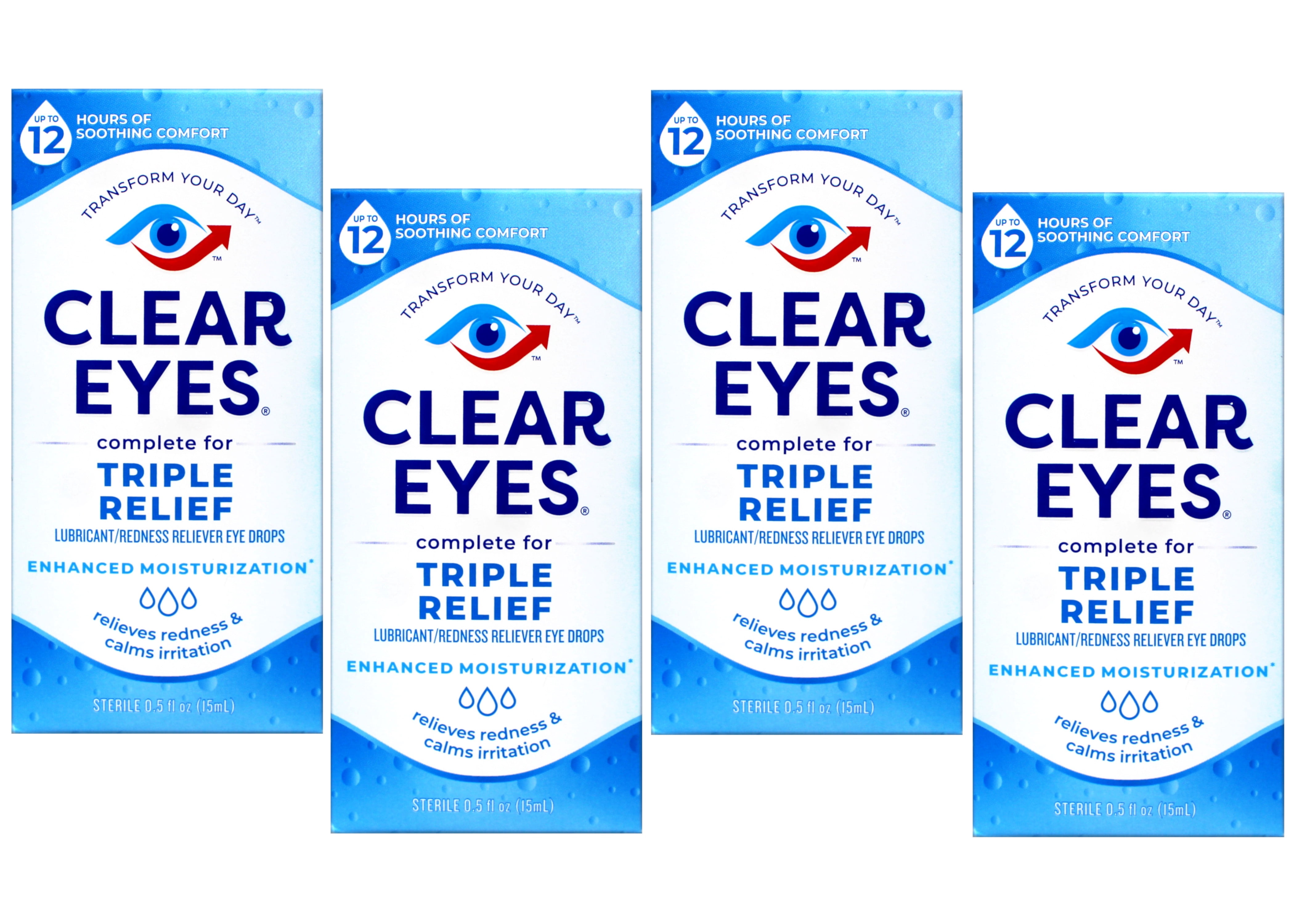 Clear Eyes Triple Relief Eye Drops, Relieves Redness & Calms Irritation ...