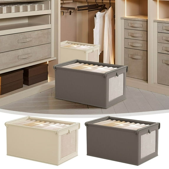 Clear Fabric Storage Box With Lid, Stackable Design, Modern Style, Home ...