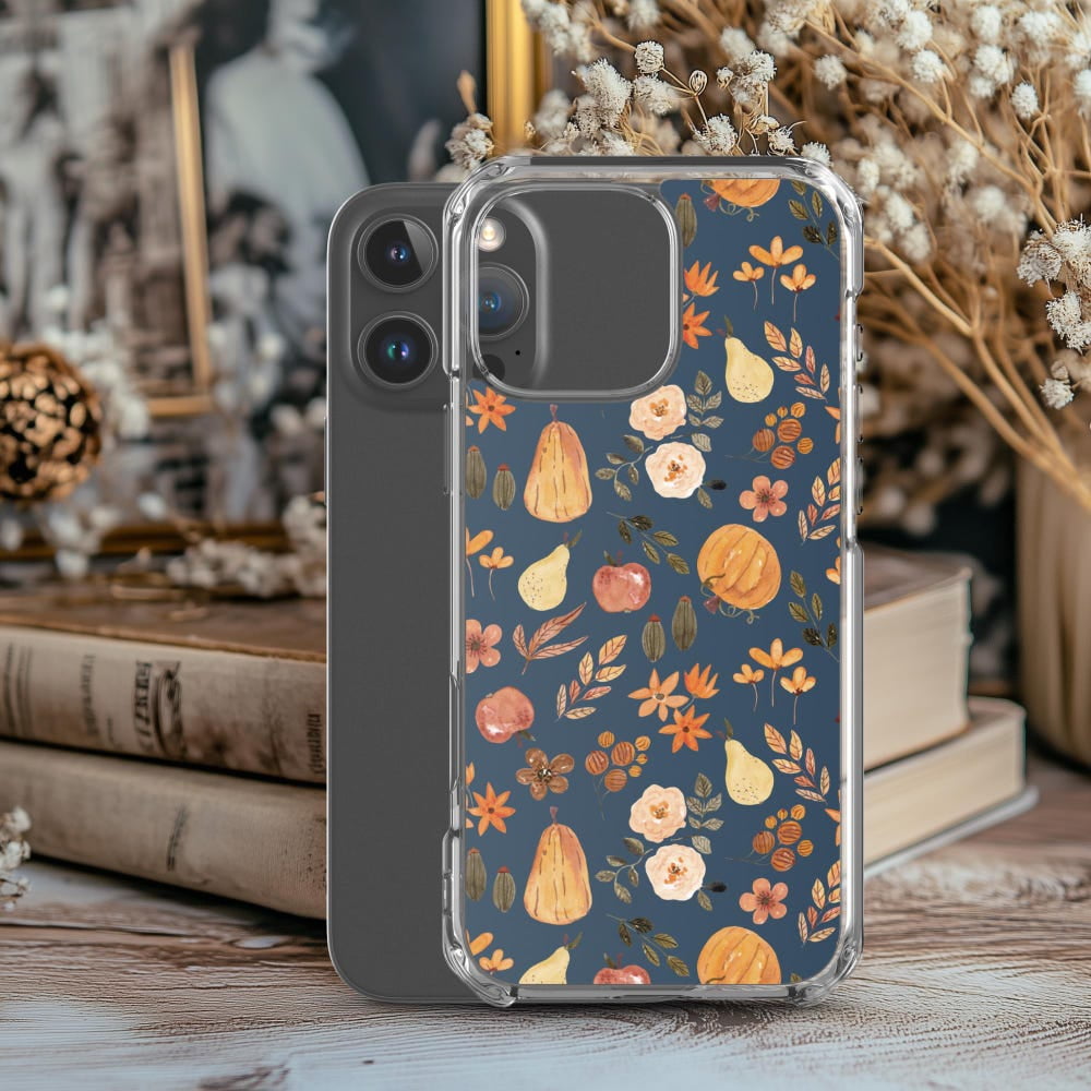 Clear Fall Pumpkins and Autumn Leaves Phone Case 17 16 15 14 13 12 11 ...