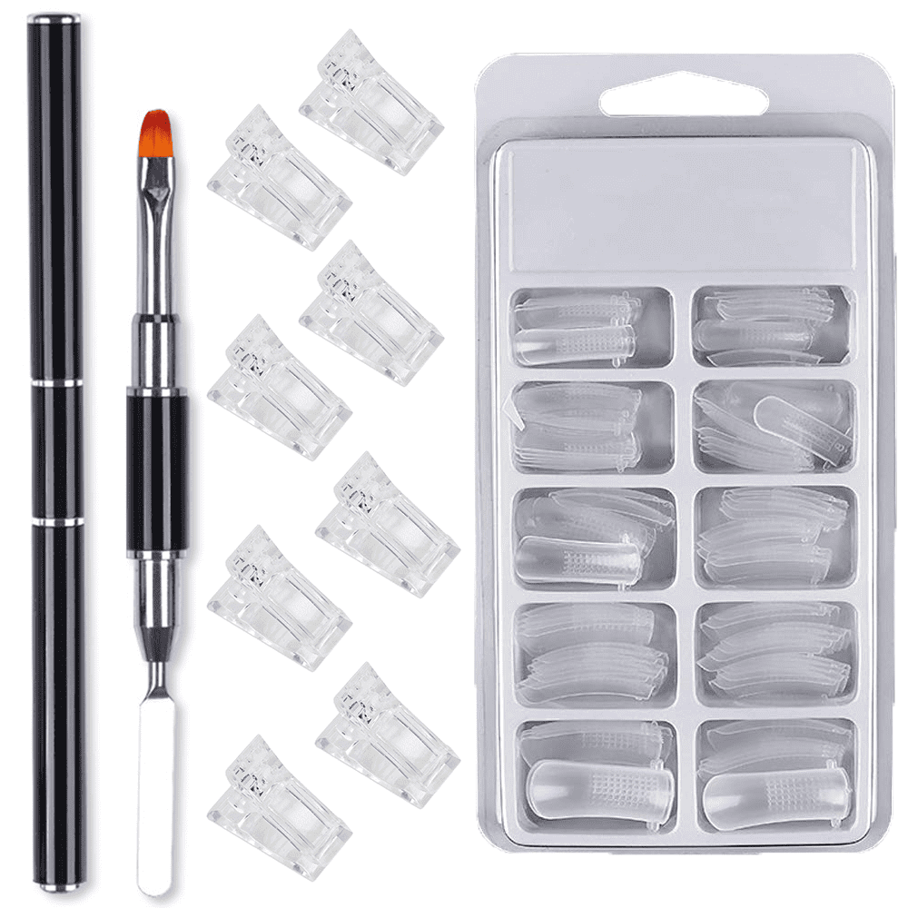 Clear False Nails Tips Nail Forms, 100 Pieces Nail Extension Kit for ...