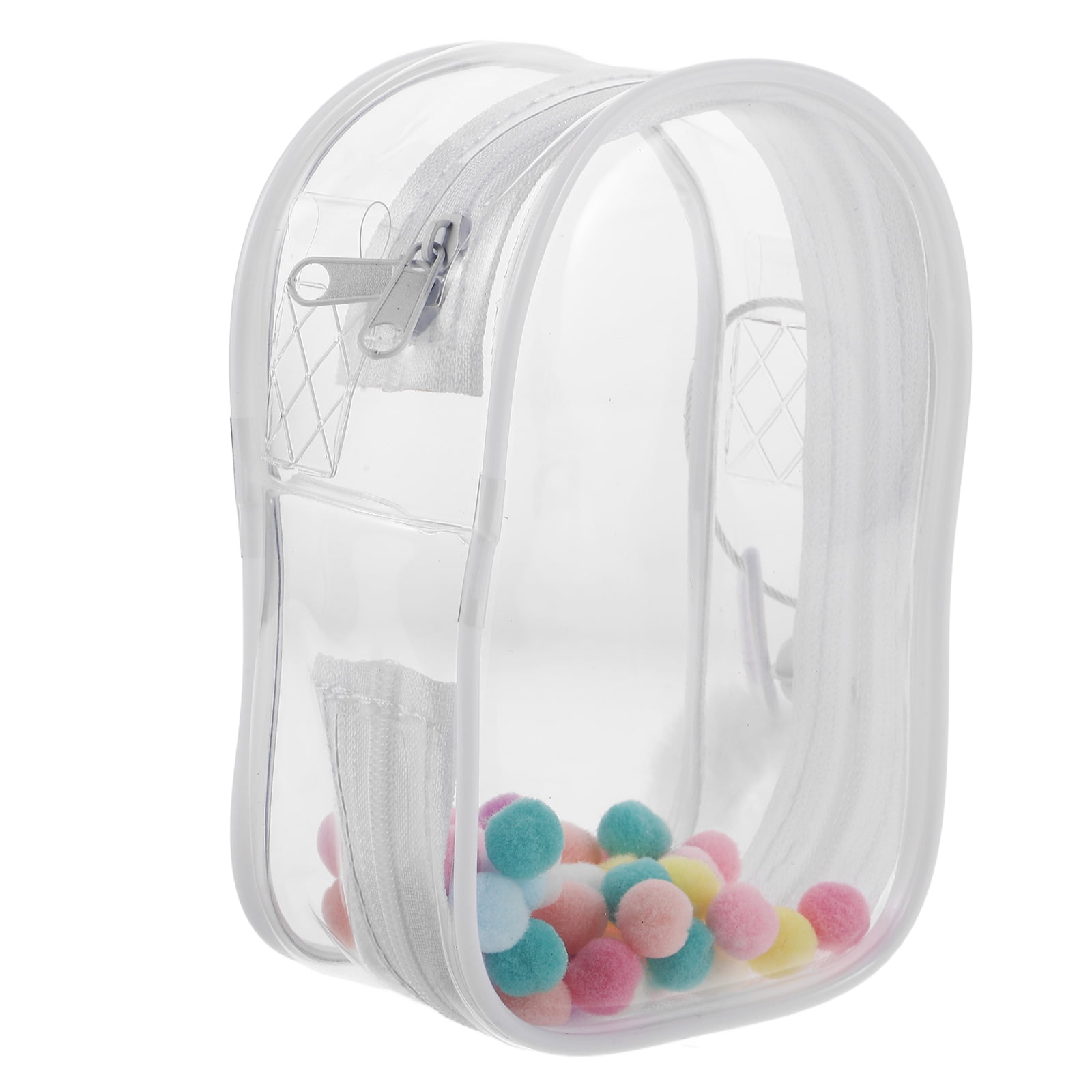 Clear Figure Display Case Shoulder Bag with Pom Poms Display Bag Clear ...