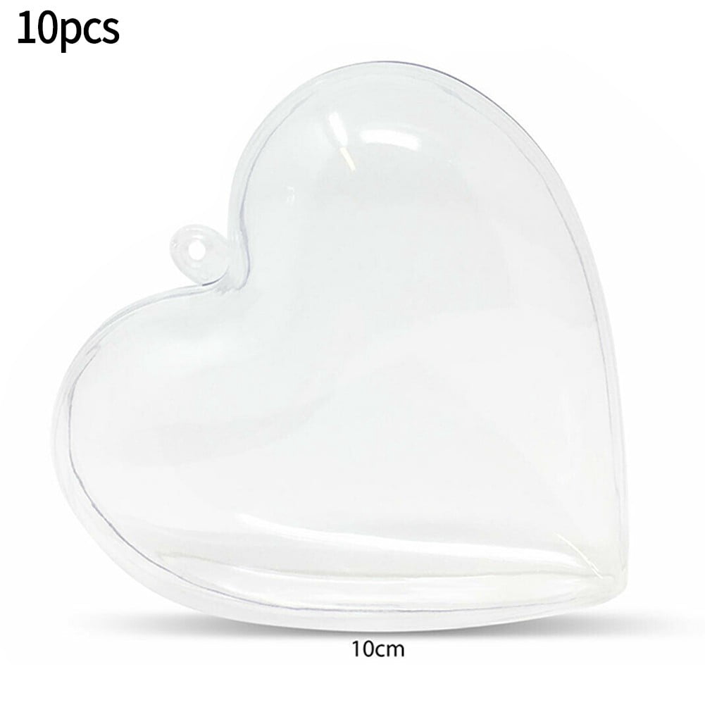 Clear Fillable Heart Baubles Plastic Wedding Favours Christmas ...