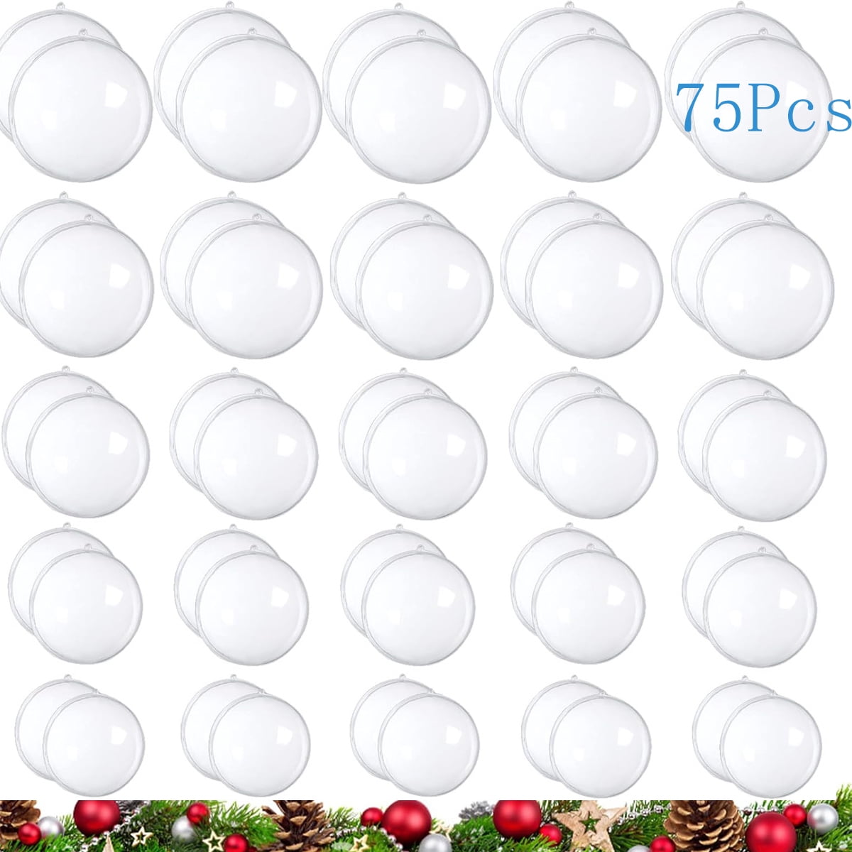 Clear Fillable Ornaments Ball,Tutuviw 75 Pcs DIY Plastic Christmas Tree ...