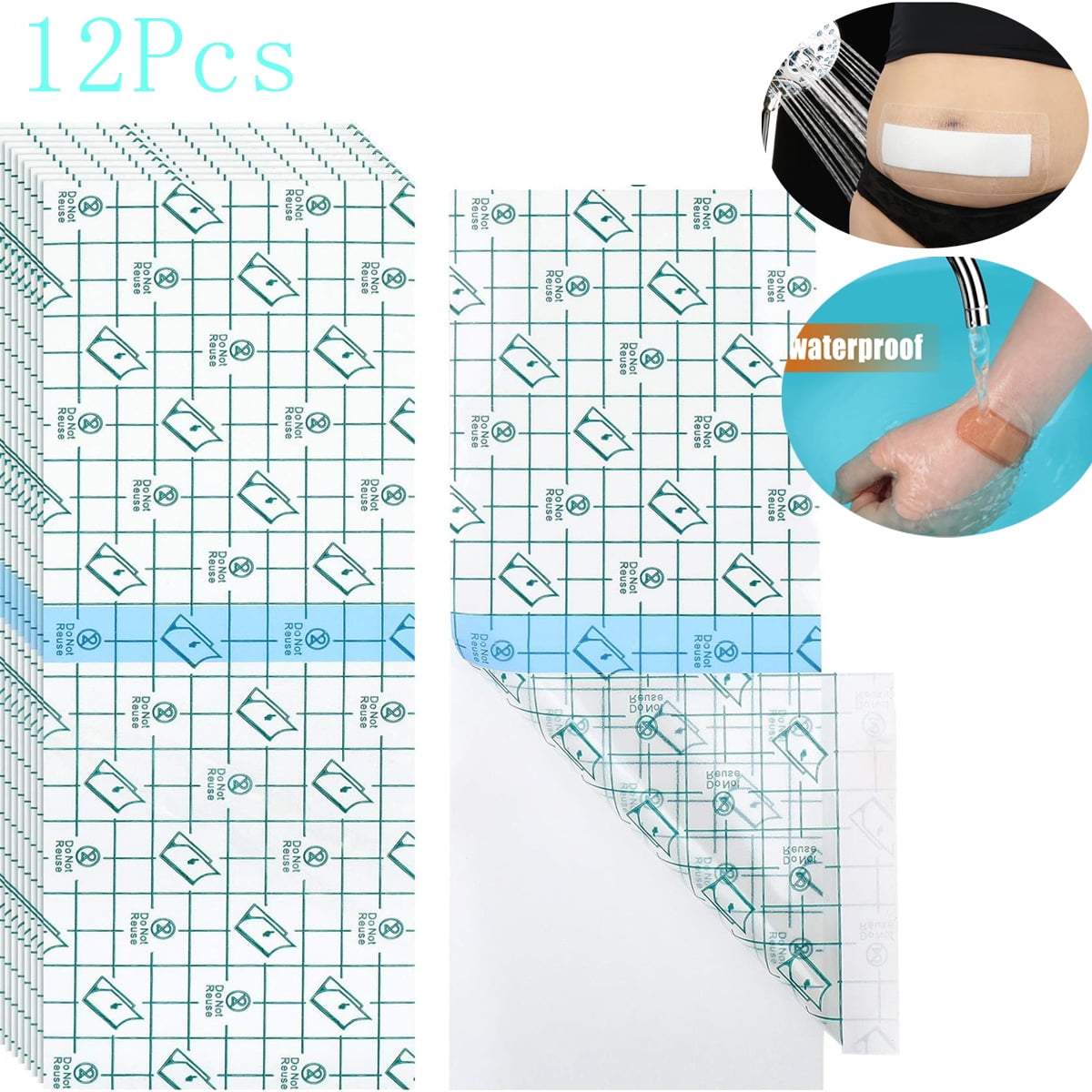 Clear Film Dressing,12 Pcs Waterproof Dressing Tapes,4 x 10in Abdominal ...