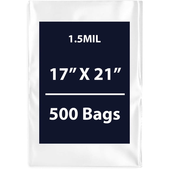 Clear Flat Poly Bags, 1.5Mil 17" X 21" & 500 Bags | Low-Density ...