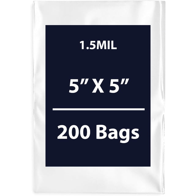Clear Flat Poly Bags, 1.5Mil 5" X 5" & 200 Bags | Low-Density ...