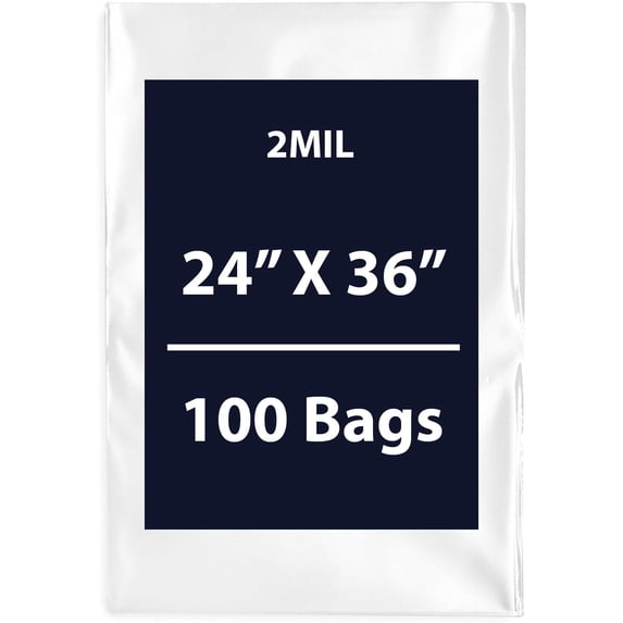 Clear Flat Poly Bags, 2Mil 24" X 36" & 100 Bags | Low-Density ...