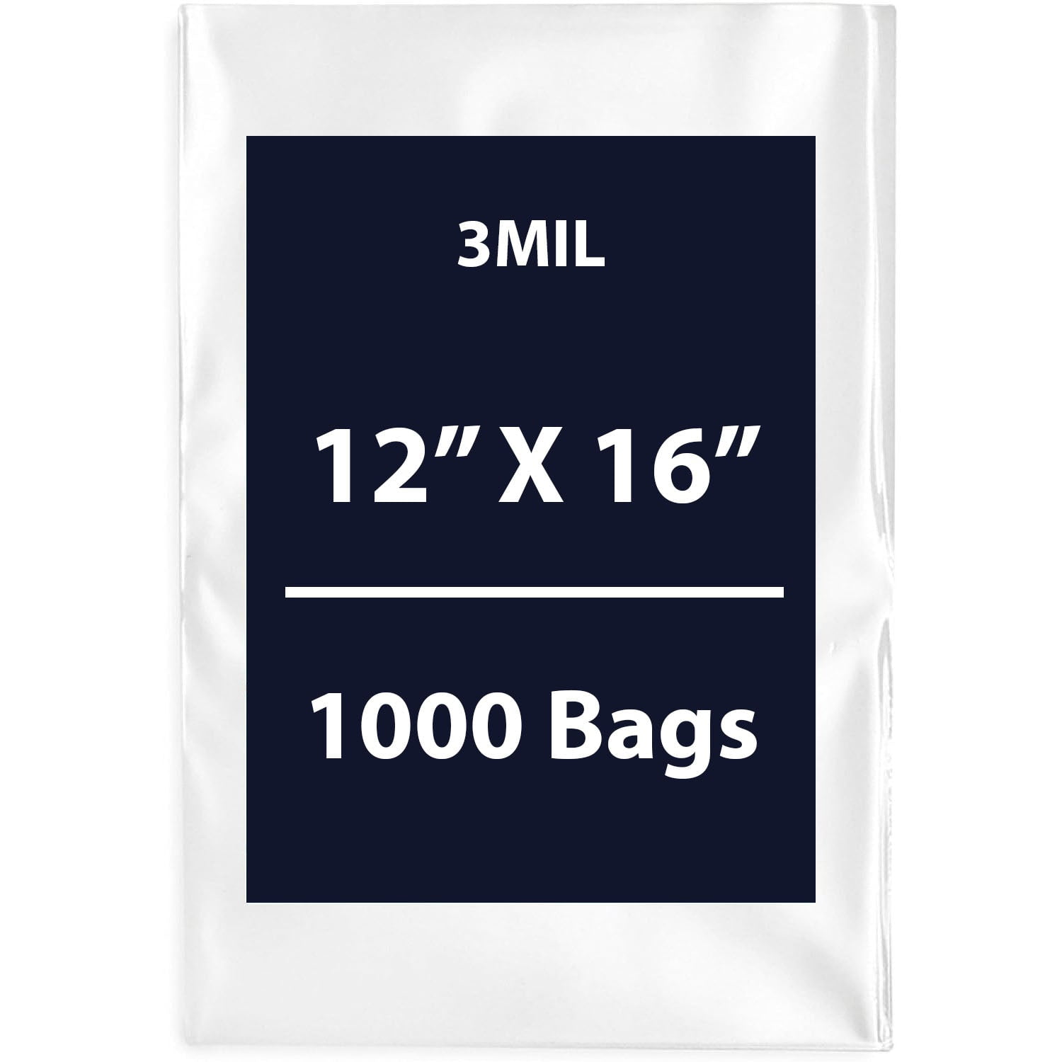 Clear Flat Poly Bags, 3Mil 12" X 16" & 1000 Bags | Low-Density ...